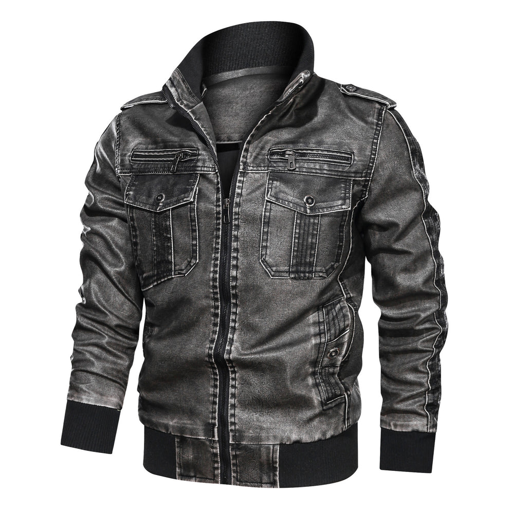 3D Washed PU Leather Jacket Plus Size Motorcycle Leather Coat – Space ...
